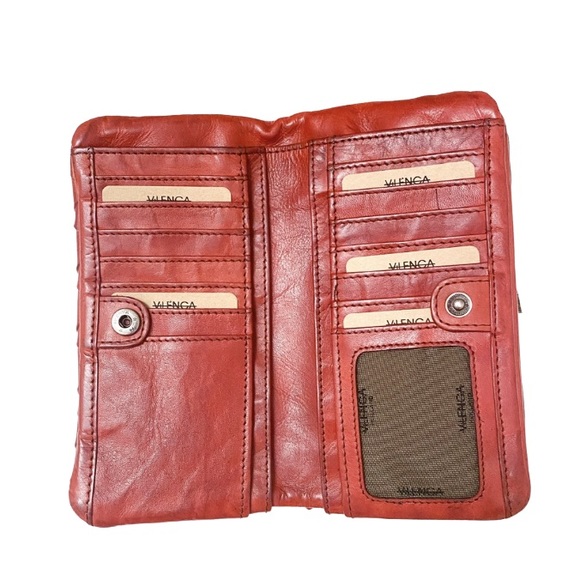 Vilenca Holland | Bags | Vilenca Holland Red Woven Leather Bifold ...